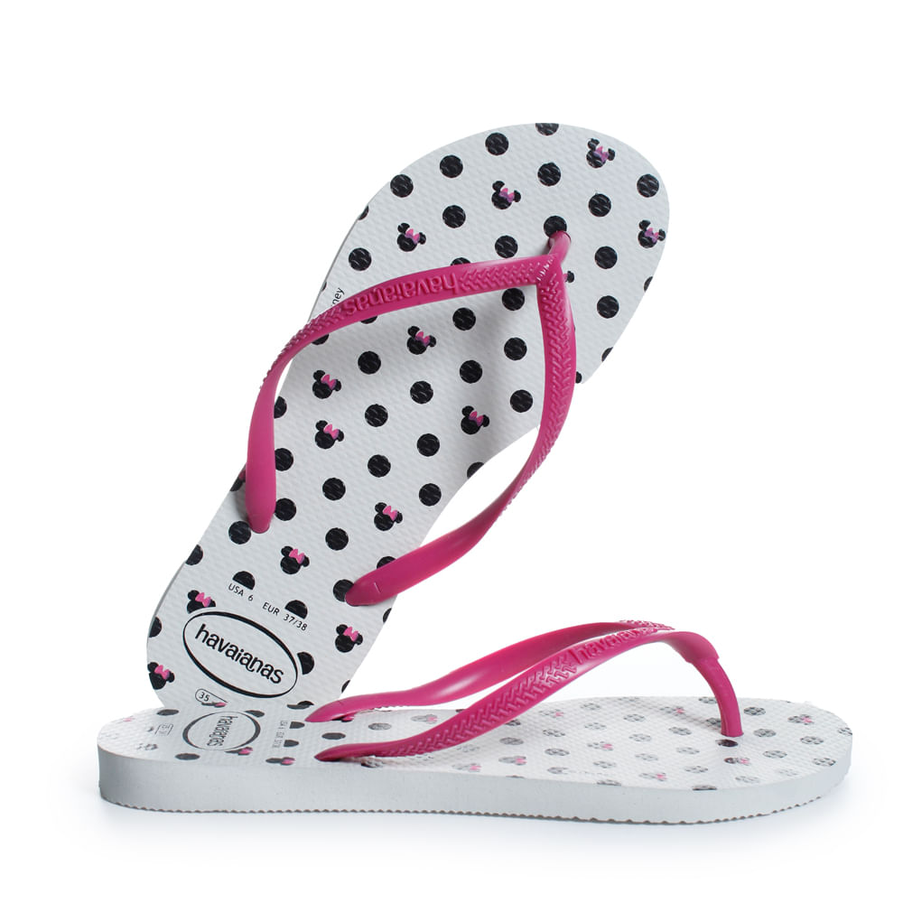 Chinelo Havaianas Slim Disney Little Minnie Head Branco | Gaston
