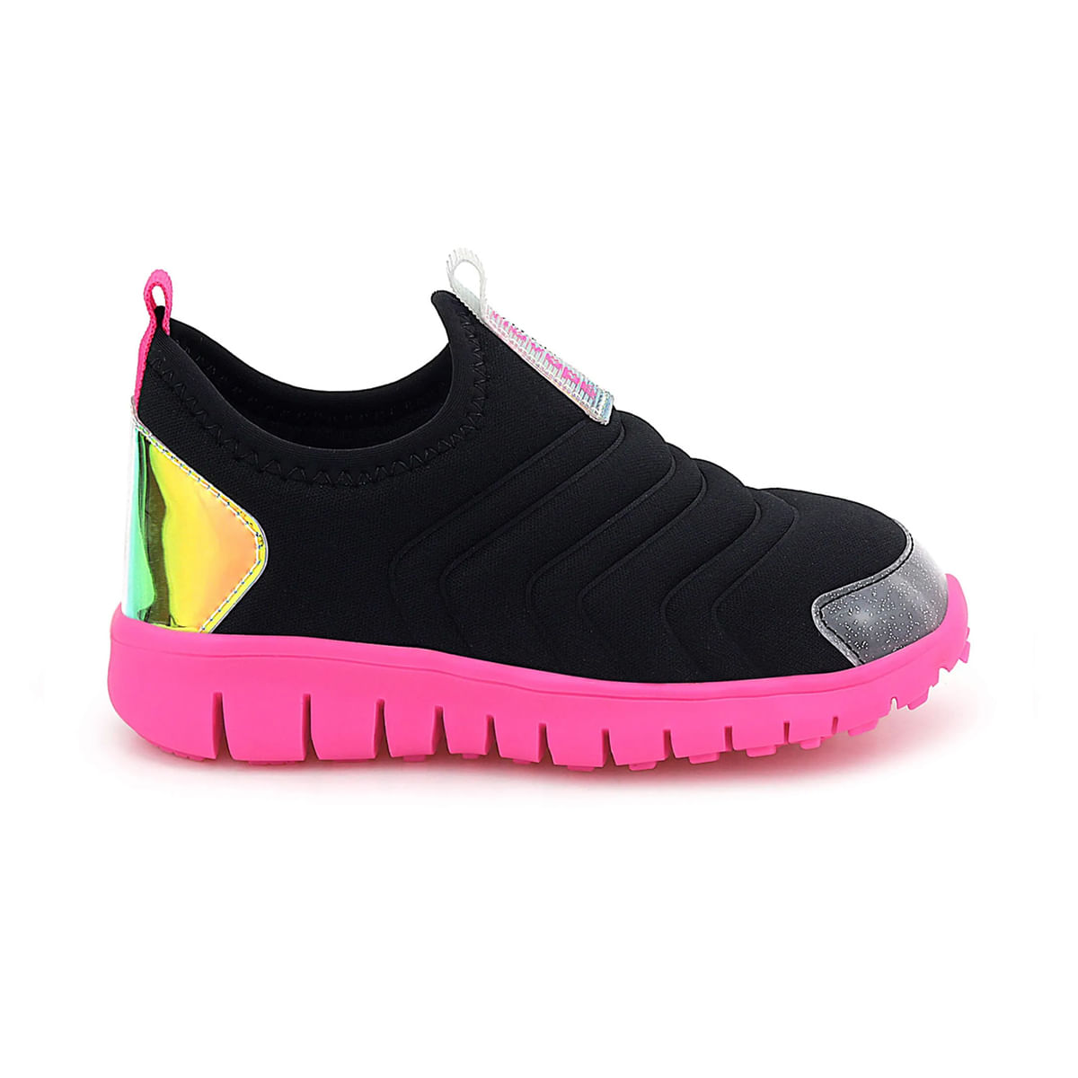 Tênis Novopé Flex Preto e Pink Fluor Baby | Gaston